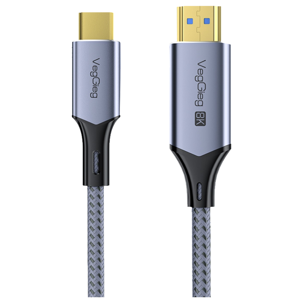 VegGieg 48 Gbps 8K/60Hz 4K/240Hz Type-C to HDMI 3D Örgülü HDMI Kablo 2 ...